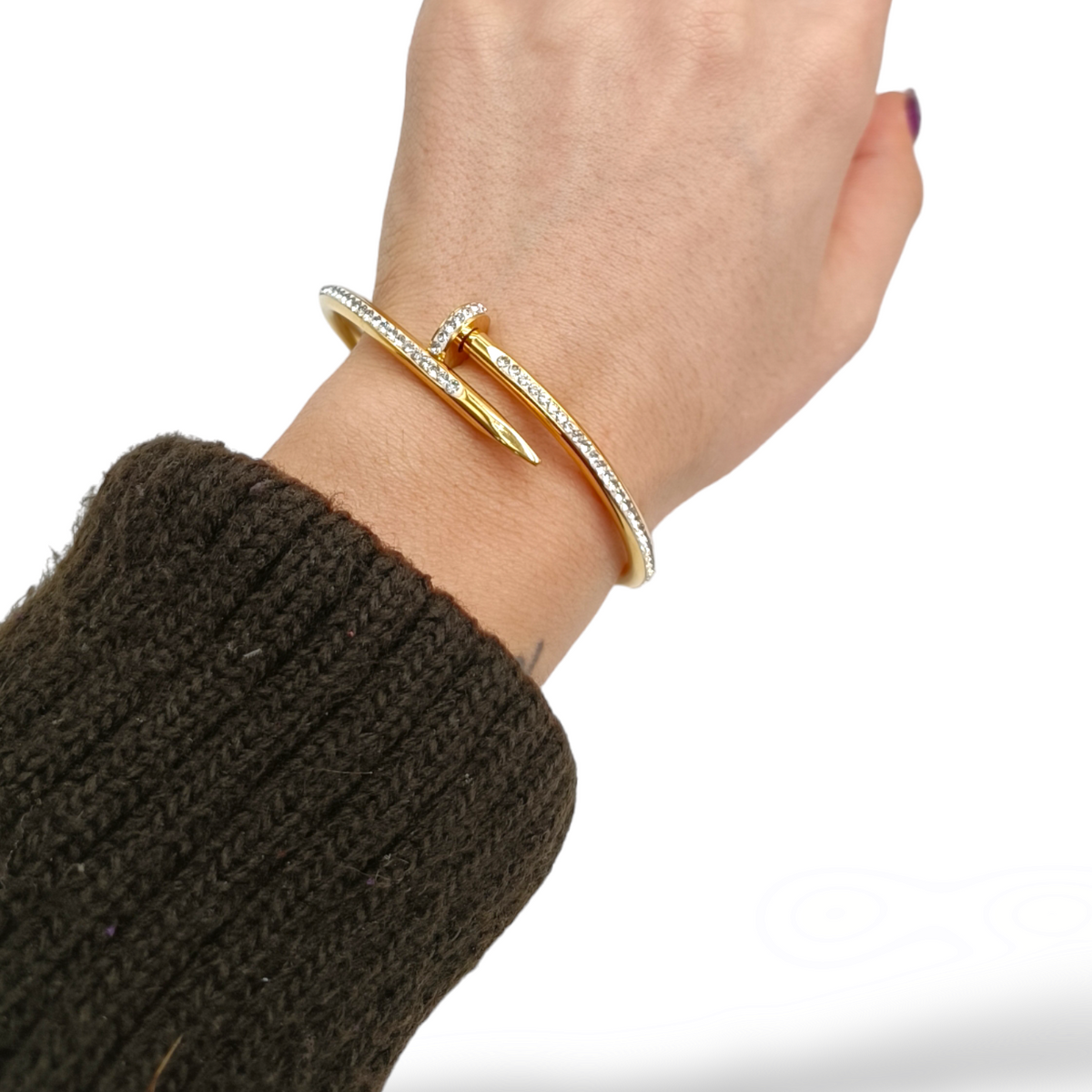 FINE COLLEZIONE - Bracciale chiodo in zirconi montato su acciaio